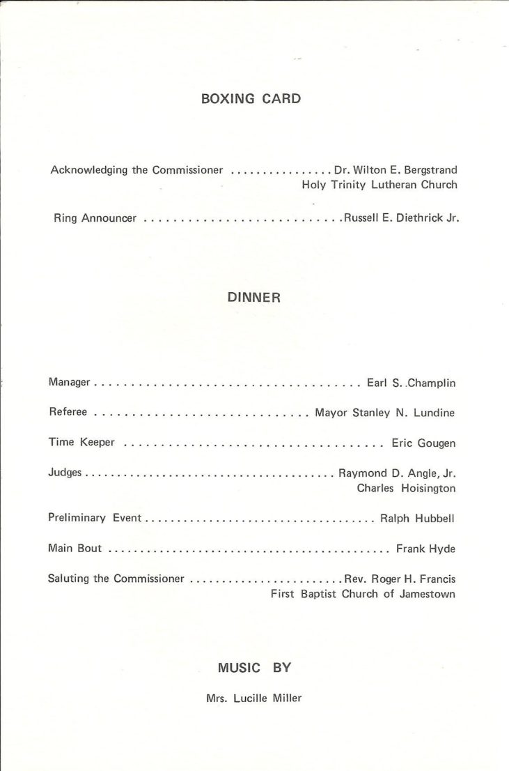 Testimonial Dinner Program booklet - Chautauqua Sports Hall of Fame